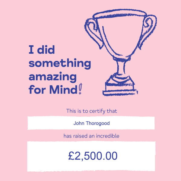 JT donates £2,500 to MIND – John Thorogood
